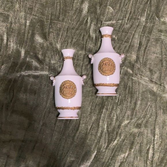 Accents | Two White And Gold Toned Bottle Set Of Vases | Poshmark